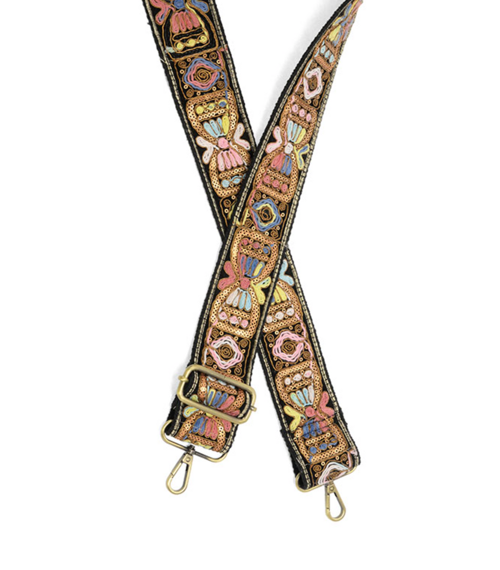 2" Multi Threaded & Gold Sequin Glitter Guitar Strap – The View Cafe ...